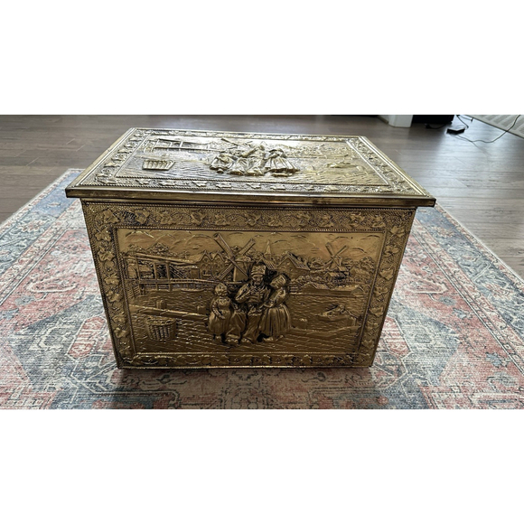 Accents | Vintageantique Brass Wood Tender Box England Coal | Poshmark